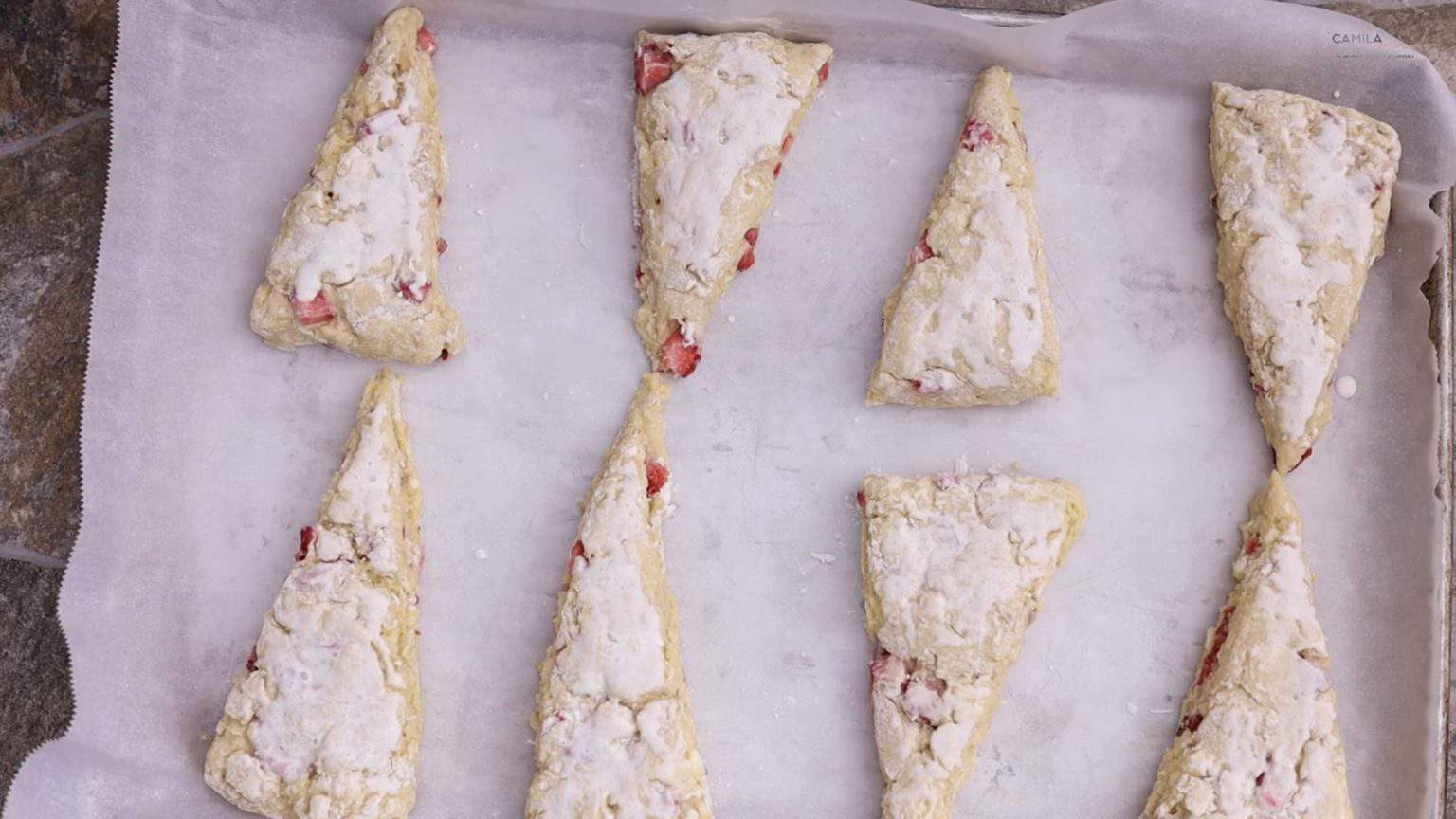Strawberry Scones with Strawberry Shell Topping - Camila Made