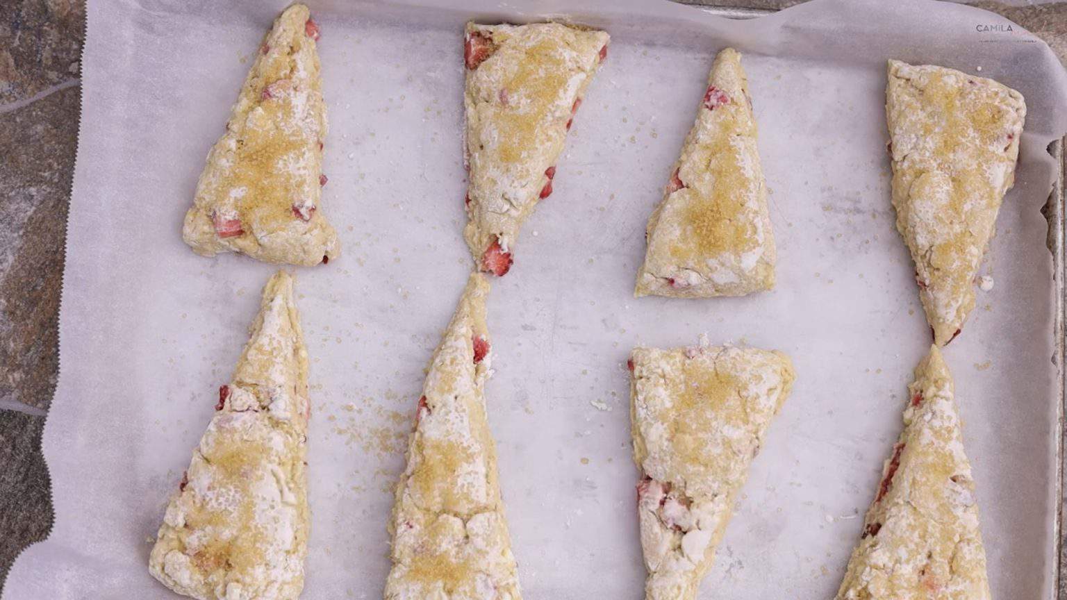 Strawberry Scones with Strawberry Shell Topping - Camila Made