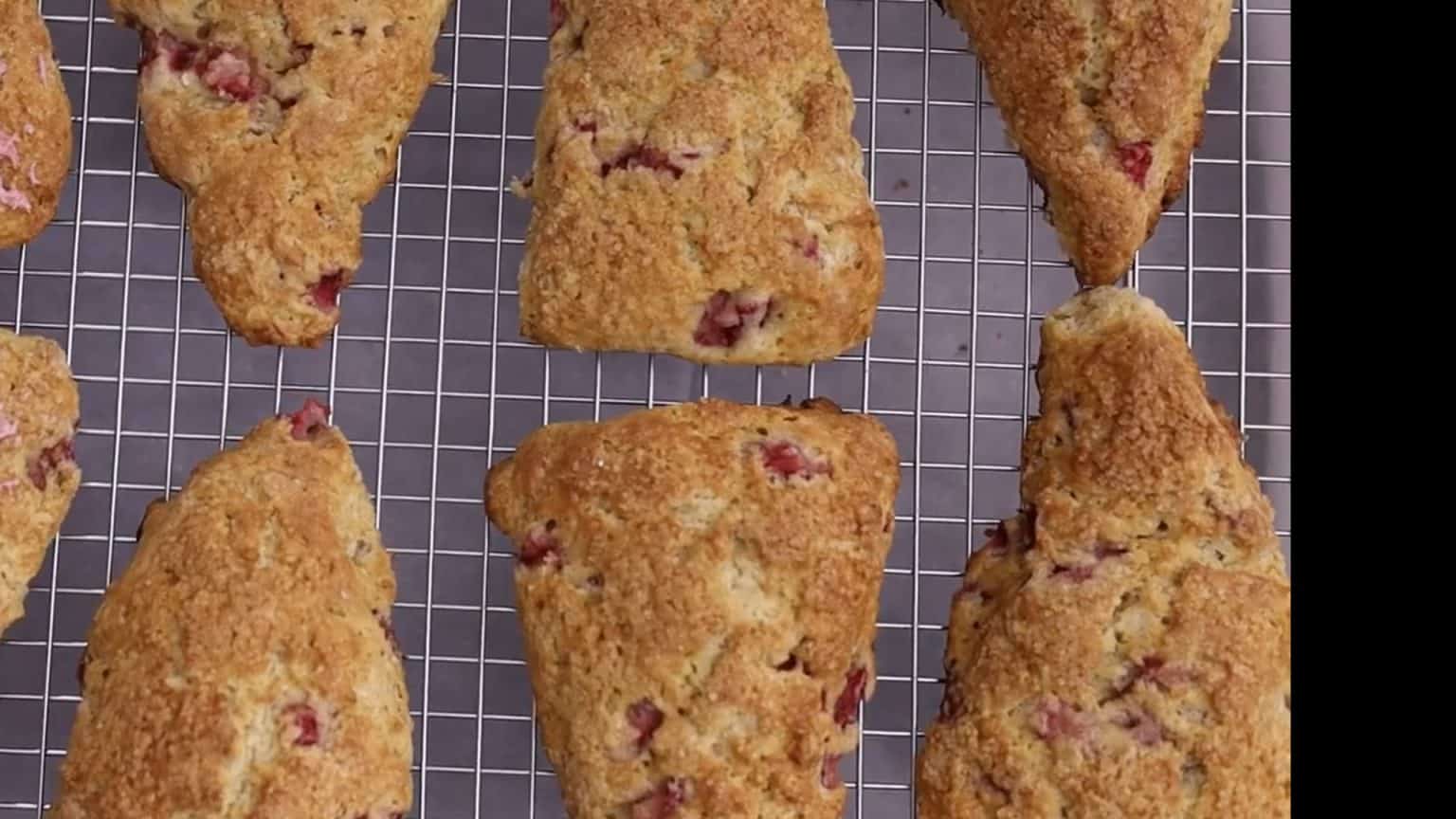 Strawberry Scones with Strawberry Shell Topping - Camila Made