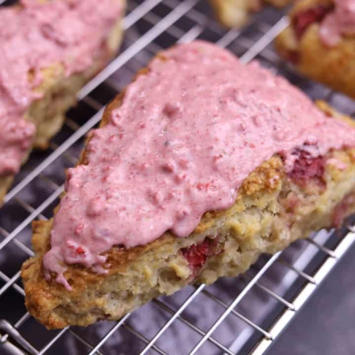 Strawberry Scones with Strawberry Shell Topping - Camila Made
