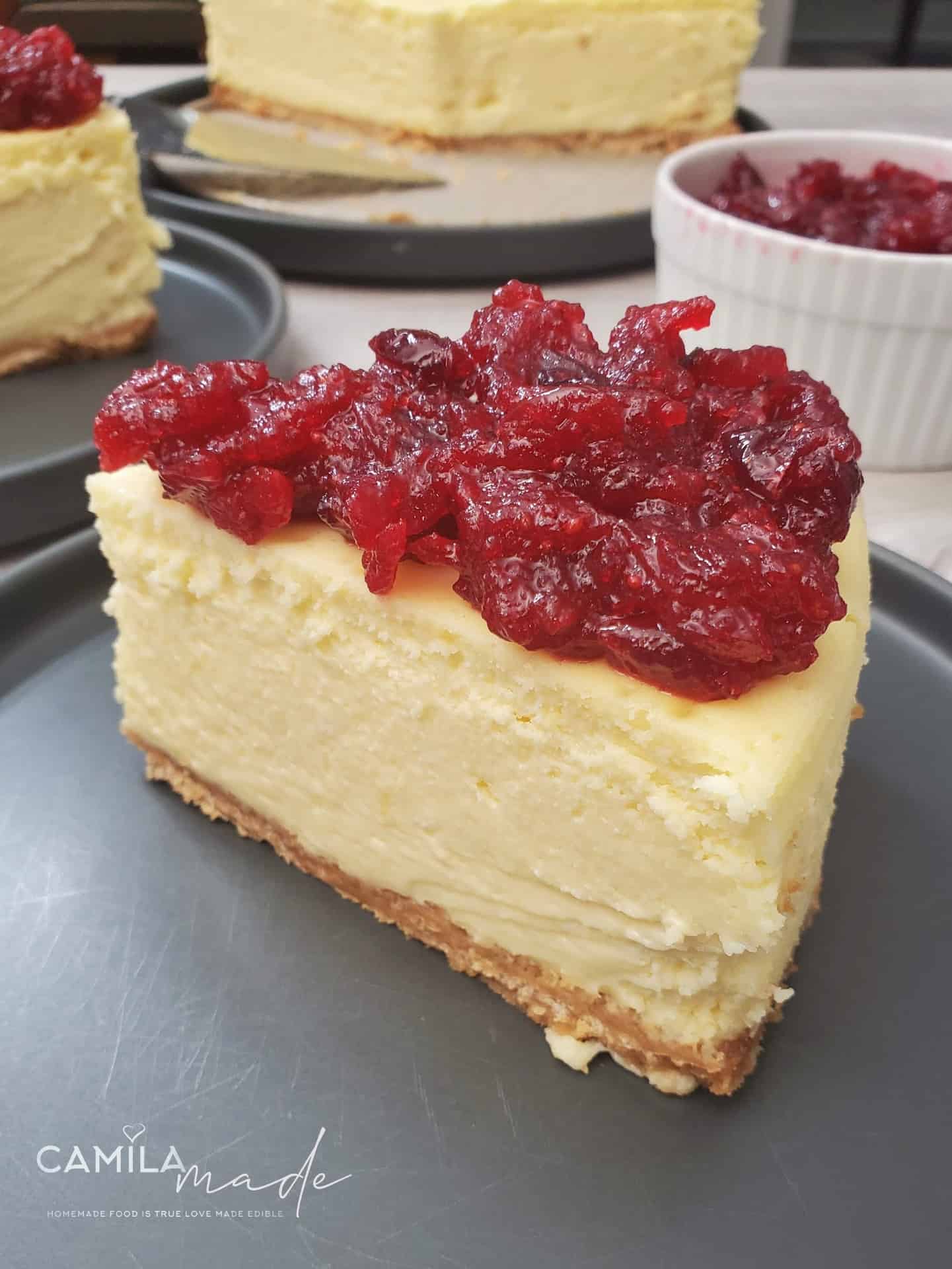 Cheesecake with Cranberry Compote - Camila Made